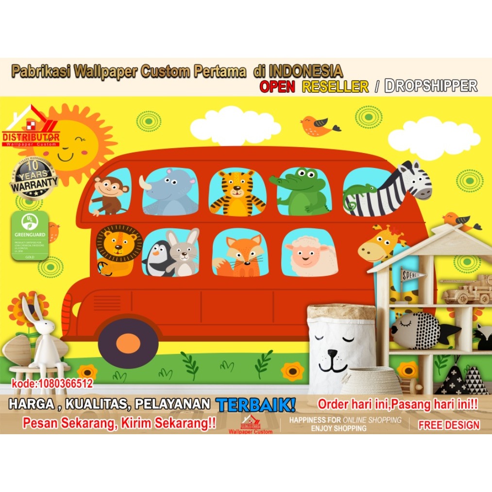 Jual Wallpaper Custom 3D Tema Animal | Animasi Kartun Anak | Wallpaper ...