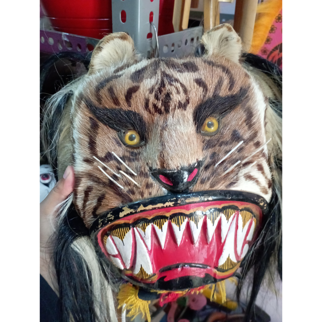 Jual Topeng BARONGAN Macan Barong BAGUS Rambut Ori BULU Wajah SINTESIS ...