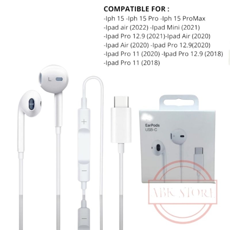 Jual Handsfree - Earphone USB-C Kompetible iPh 15 Series / iPad ...