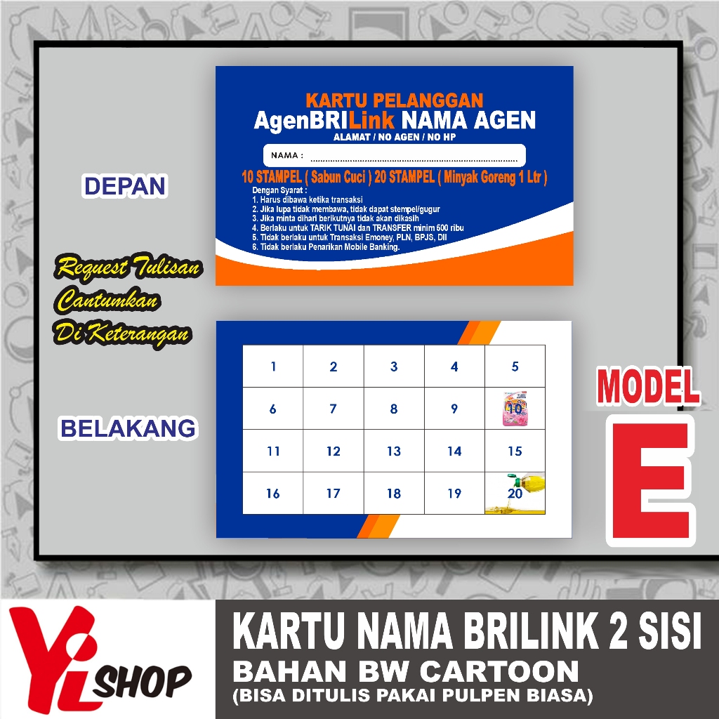 Jual Kartu Nama Member Kartu Agen BRILINK Kartu Pelanggan _ NEW 2024 ...