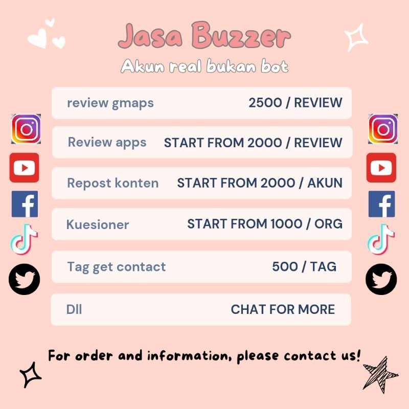 Jual jasa buzzer review applikasi, review gmaps | Shopee Indonesia