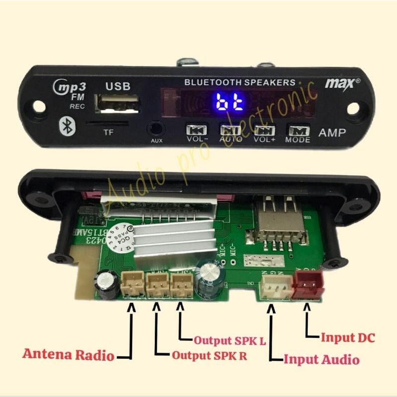 Jual MODUL KIT MP3 USB + BLUETOOTH MAX + POWER 2 X 15WATT | Shopee ...