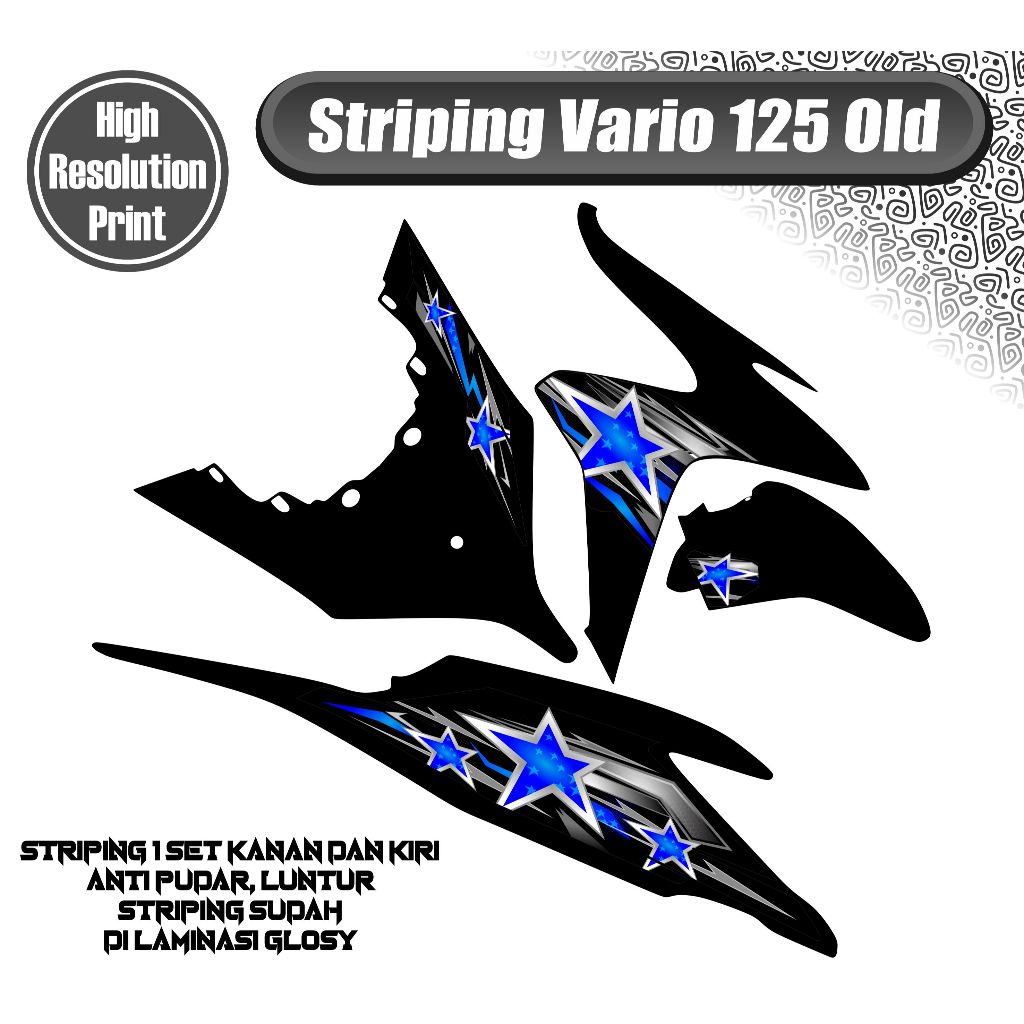 Jual STRIPING MOTIF BINTANG BIRU STICKER MOTOR HONDA VARIASI VARIO 125 OLD KZR | Shopee Indonesia