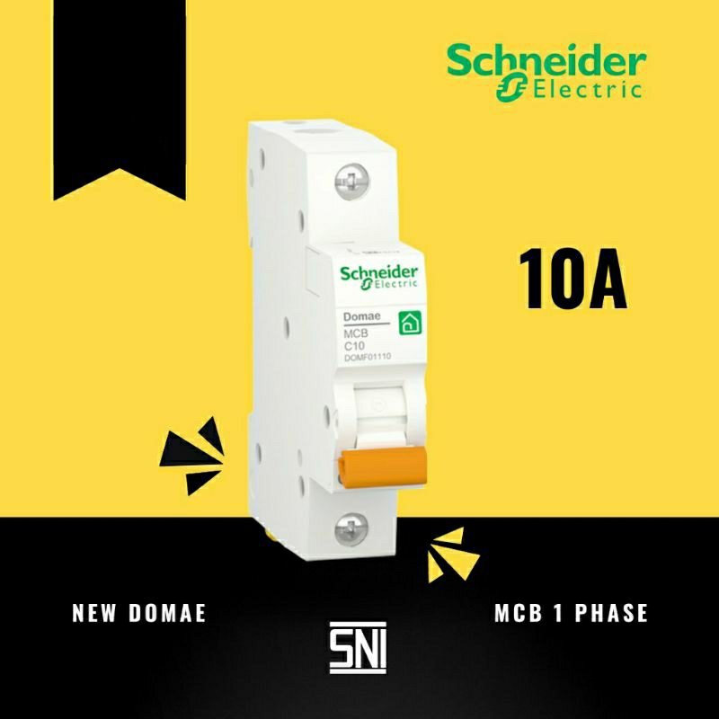 Jual MCB SCHNEIDER NEW DOMAE 10A 1P 6KA ( 10 AMPERE 1 PHASE) ⚡TERLARIS⚡ | Shopee Indonesia