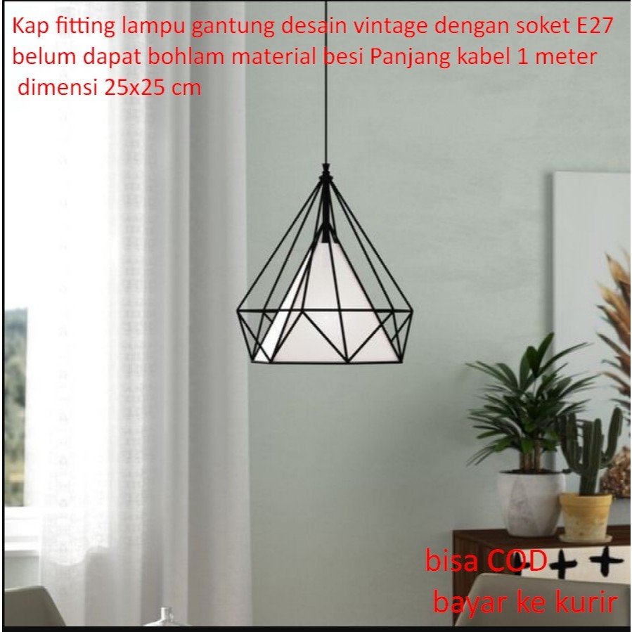 Jual Kap fitting lampu gantung desain vintage dengan soket E27 belum ...