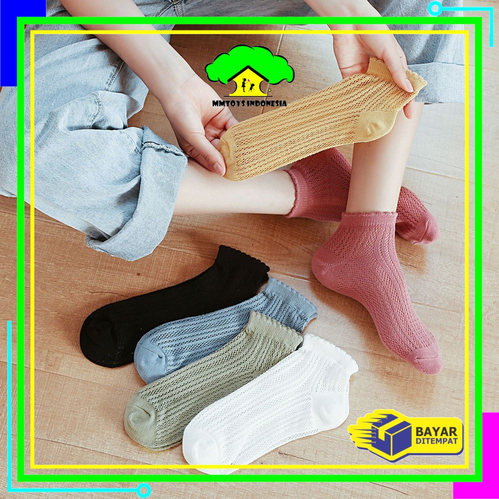 Jual MI-P252 Kaos Kaki Wanita Motif Polos Pattern Garis / Kaoskaki Pola Pendek Semata Kaki ...