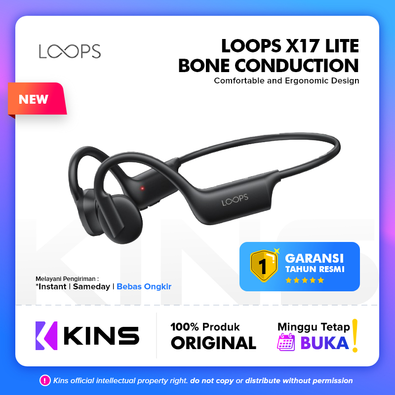 Jual LOOPS Bone Conduction X17 Lite Bluetooth Earphone - Black | Shopee Indonesia