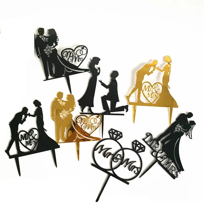 Jual Topper Kue Akrilik Happy Wedding Bride & Groom Mr & Mrs Selamat ...