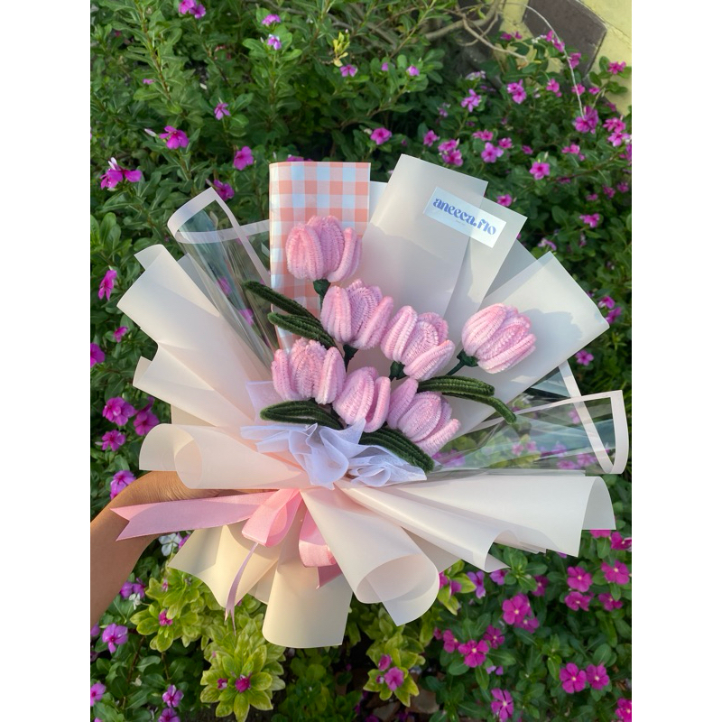 Jual Buket Bunga Pipe Cleaner Kawat Bulu Bunga tulip Murah kado ...