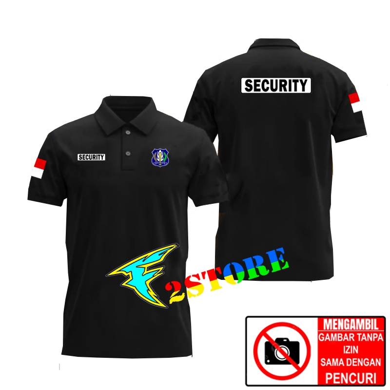 Jual Kaos Baju Kerah Model Polo SECURITY logo dada dan tulisan belakang ...