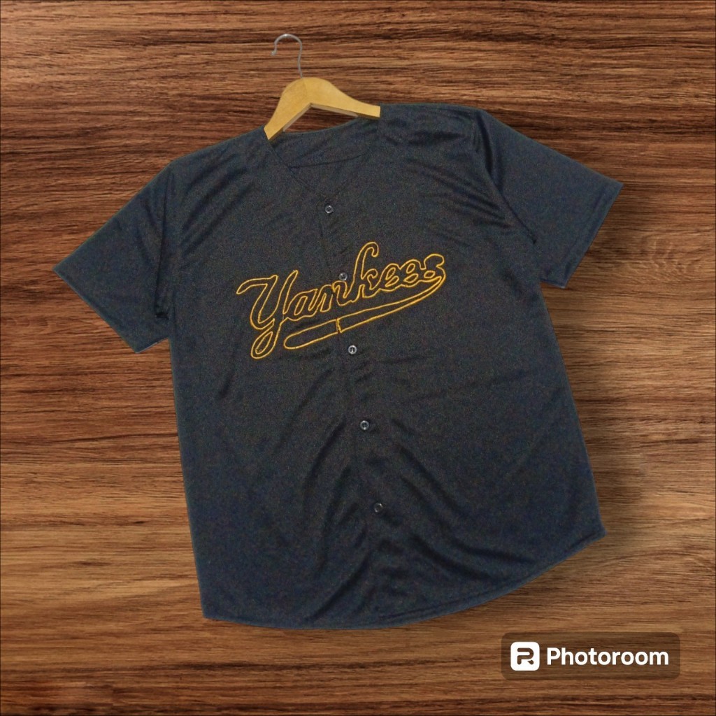 Jual kaos jersey baseball hitam gold YN unisex / baju baseball premium ...