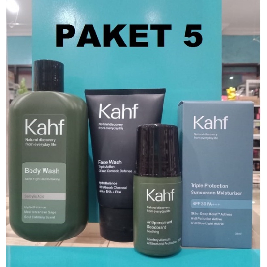 Jual KAHF PAKET Skincare Pria Isi 4 (Kahf Bodywash+Sunscreen+Deodorant ...