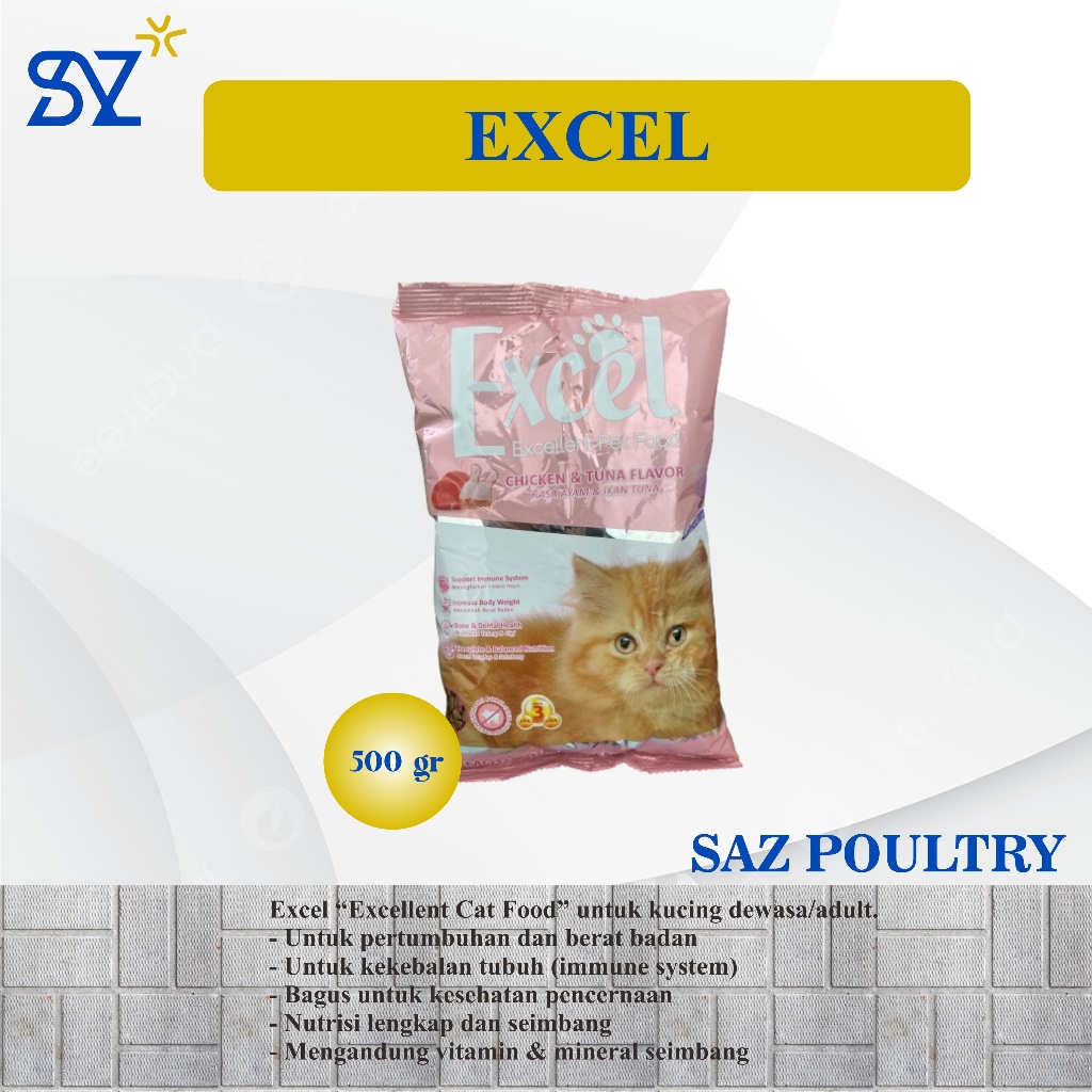 Jual Makanan Kucing Excel Rasa Chicken & Tuna Pakan Kucing Excel 500 ...