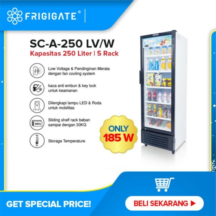 Jual SHOWCASE FRIGIGATE SCA-250LV SCA 250 SC A 250 LEMARI PENDINGIN ...