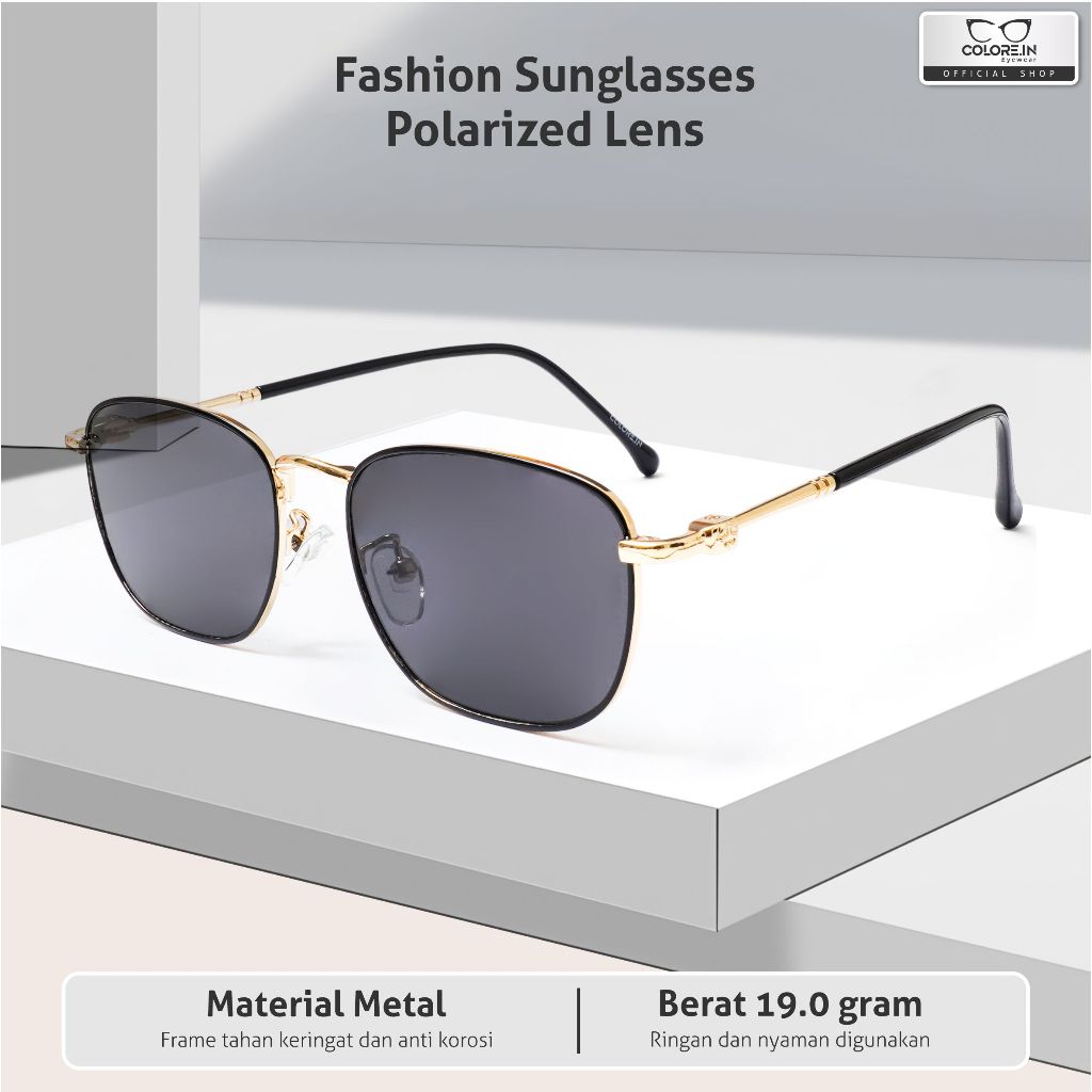 Jual Colore.in Kacamata Hitam Sunglasses UV400 Pria Wanita Kotak Retro Style Bisa Minus/Plus ...