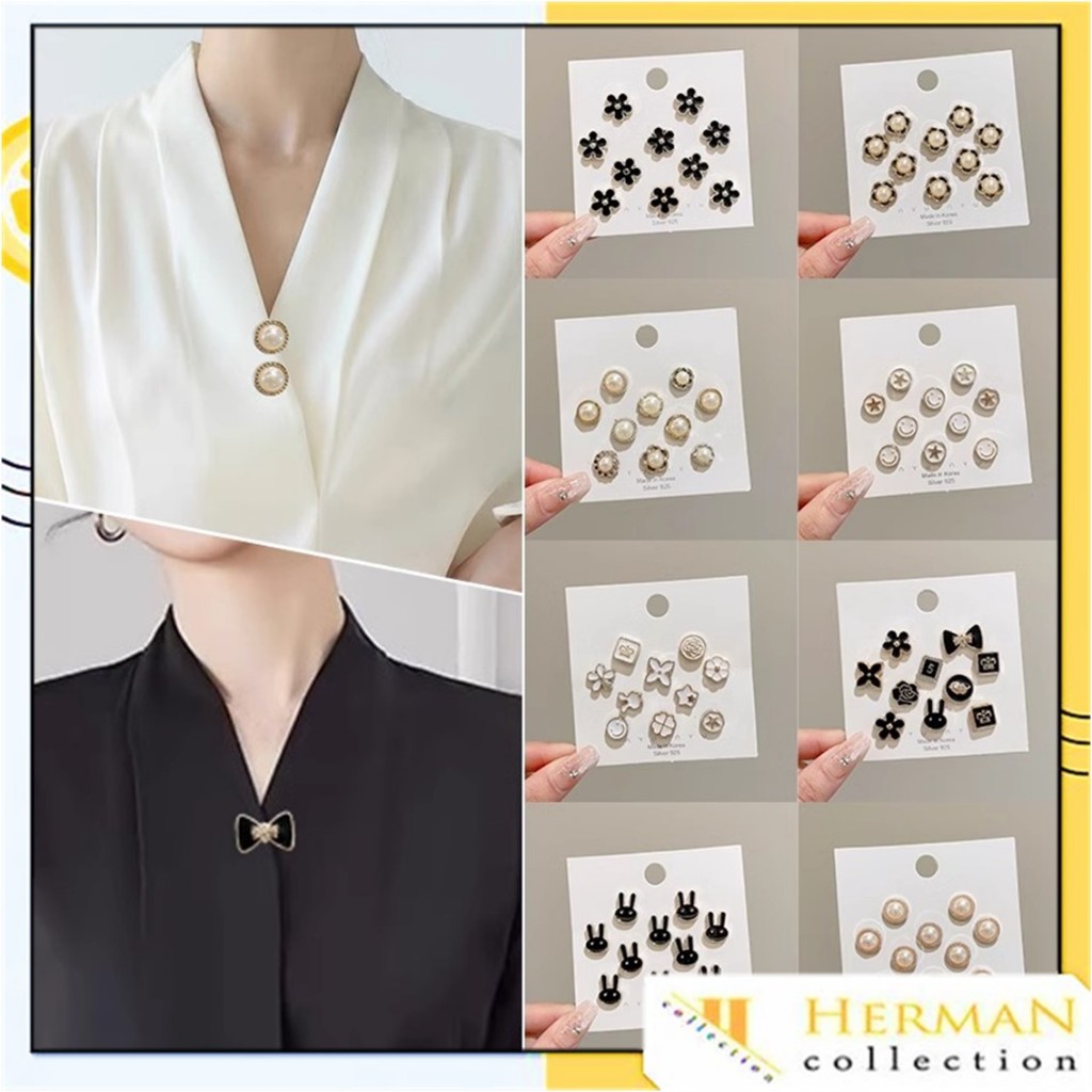 Jual HC Set Bros Pin 10 In 1 Motif Bunga Bintang Kelinci Aneka Desain ...