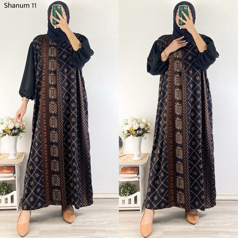 Jual SHANUM DRESS / Gamis Rayon Kombinasi / Gamis Rayon Motif Busui ...