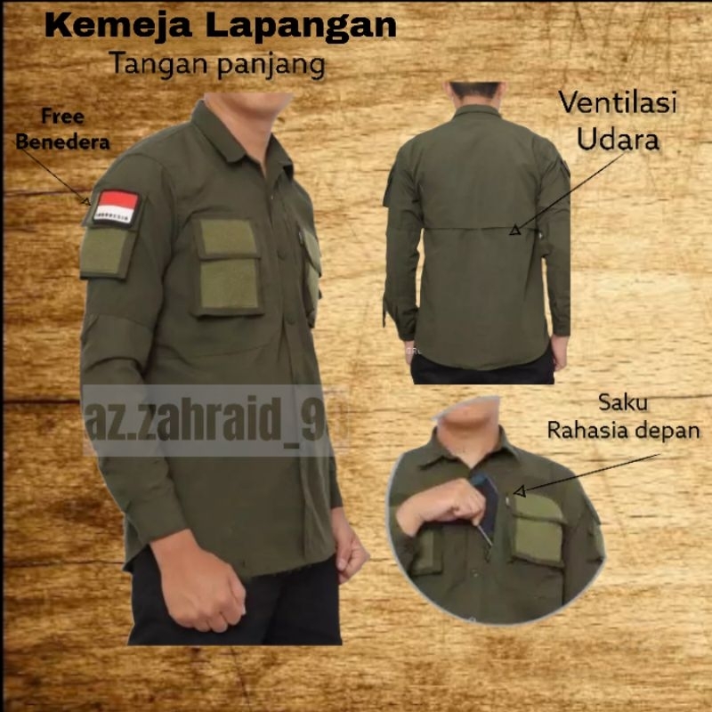 Jual Kemeja PDL lapangan FREE BENDERA | kemeja outdoor Pria | kemeja ...
