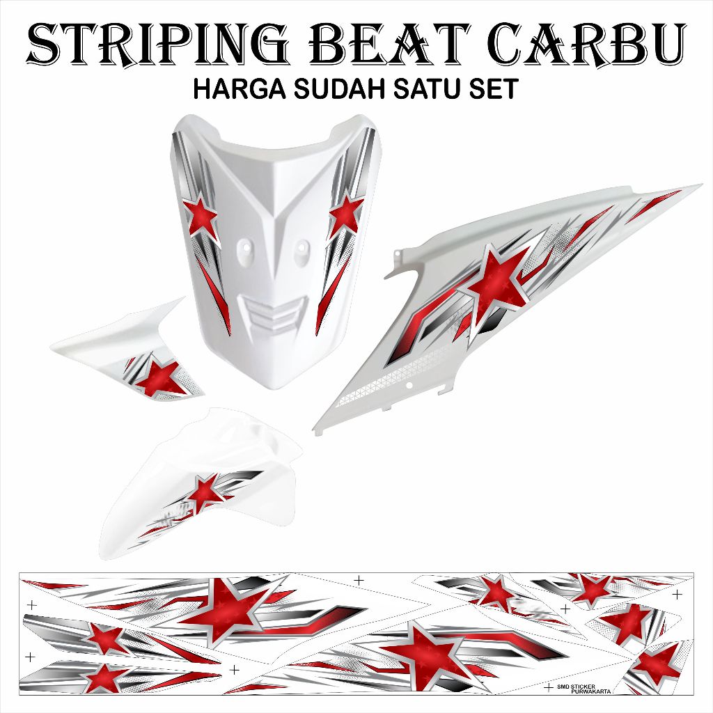 Jual STRIPING VARIASI STICKER HONDA BEAT CARBU MOTIF RACING KEREN MOTIF ...