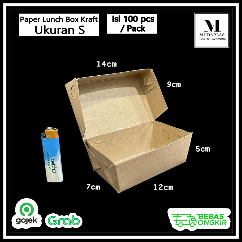 Jual Paper Lunch Box Kraft Coklat Laminasi Ukuran S M L isi 100 pcs ...