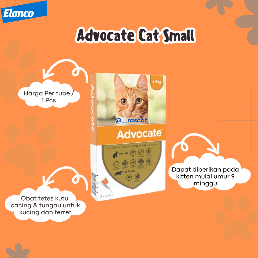 Jual Advocate Cat Small Berat 0 - 4 Kg EXP 4/2025 / Obat Kutu Kucing ...