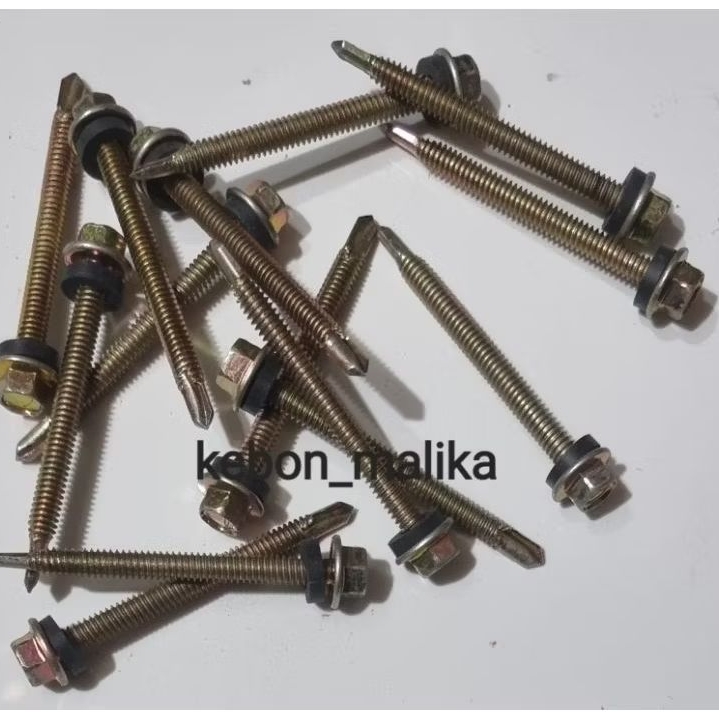 Jual Skrup alkan baut atap seng drilling sekrup atap roofing kuning M5 ...