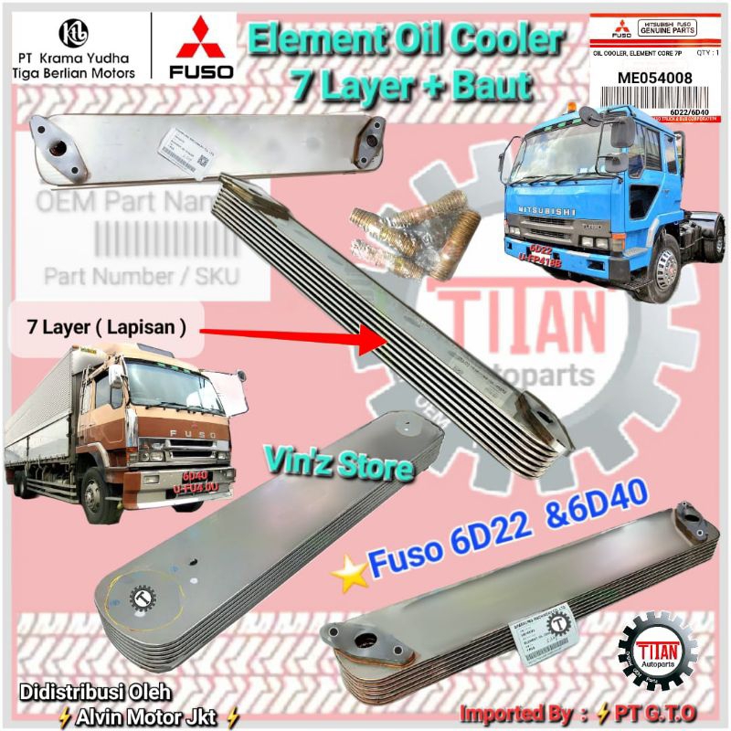 Jual ELEMENT OIL COOLER LAPISAN DALAM PENDINGIN OLI FUSO 6D22 6 LAYER ...