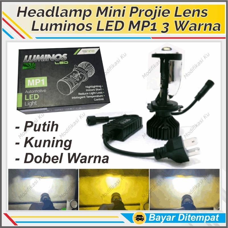 Jual LAMPU DEPAN MOTOR MOBIL MP1 3 WARNA MP1S SINAR CUTOFF MINI PROJI ...