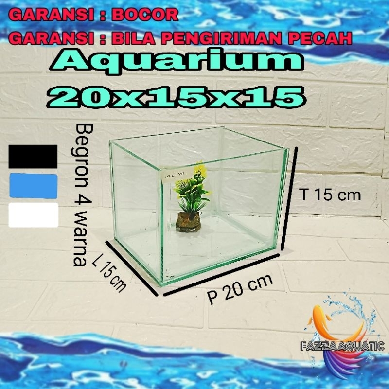 Jual aquarium 20x15x15 soliter cupang Guppy chana hamster akuarium kaca ...