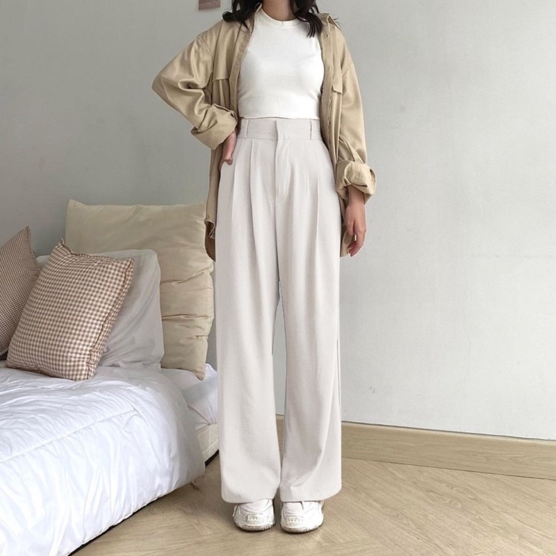 Jual KULOT LOOSE PANTS TROUSERS WANITA PREMIUM / CELANA AIRFLOW TROUSER ...