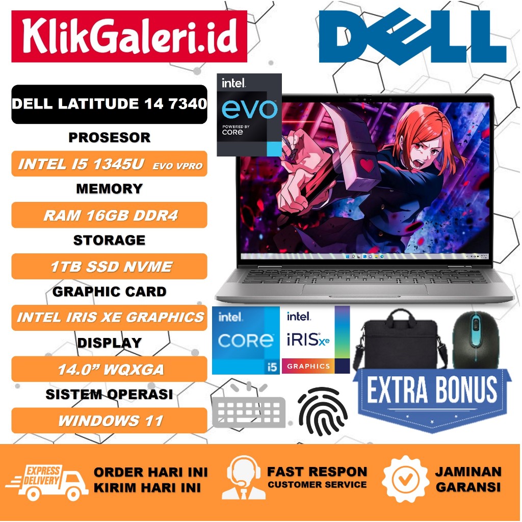 Jual Dell Latitude 7340 i5 1345U EVO Vpro 16GB 512Gb SSD 13" WQXGA Grey | Shopee Indonesia
