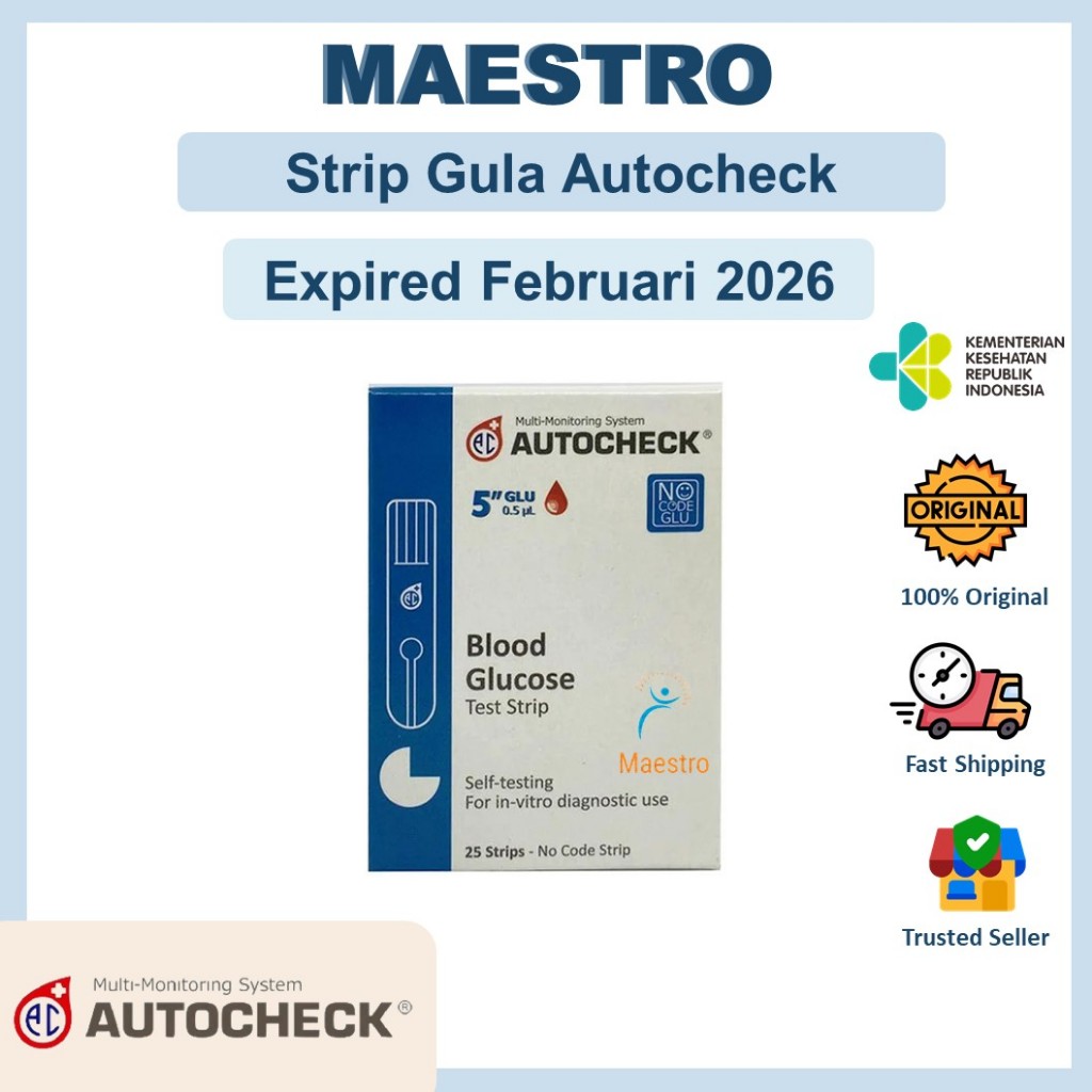 Jual Autocheck Strip Tes Cek Gula Darah Isi 25 Stik Glukosa Auto Check ...