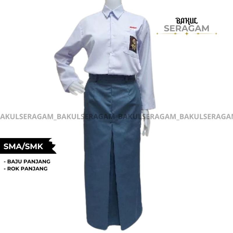 Jual seragam sekolah SMA // PUTIH - ABU // perempuan BAJU PUTIH PANJANG ...