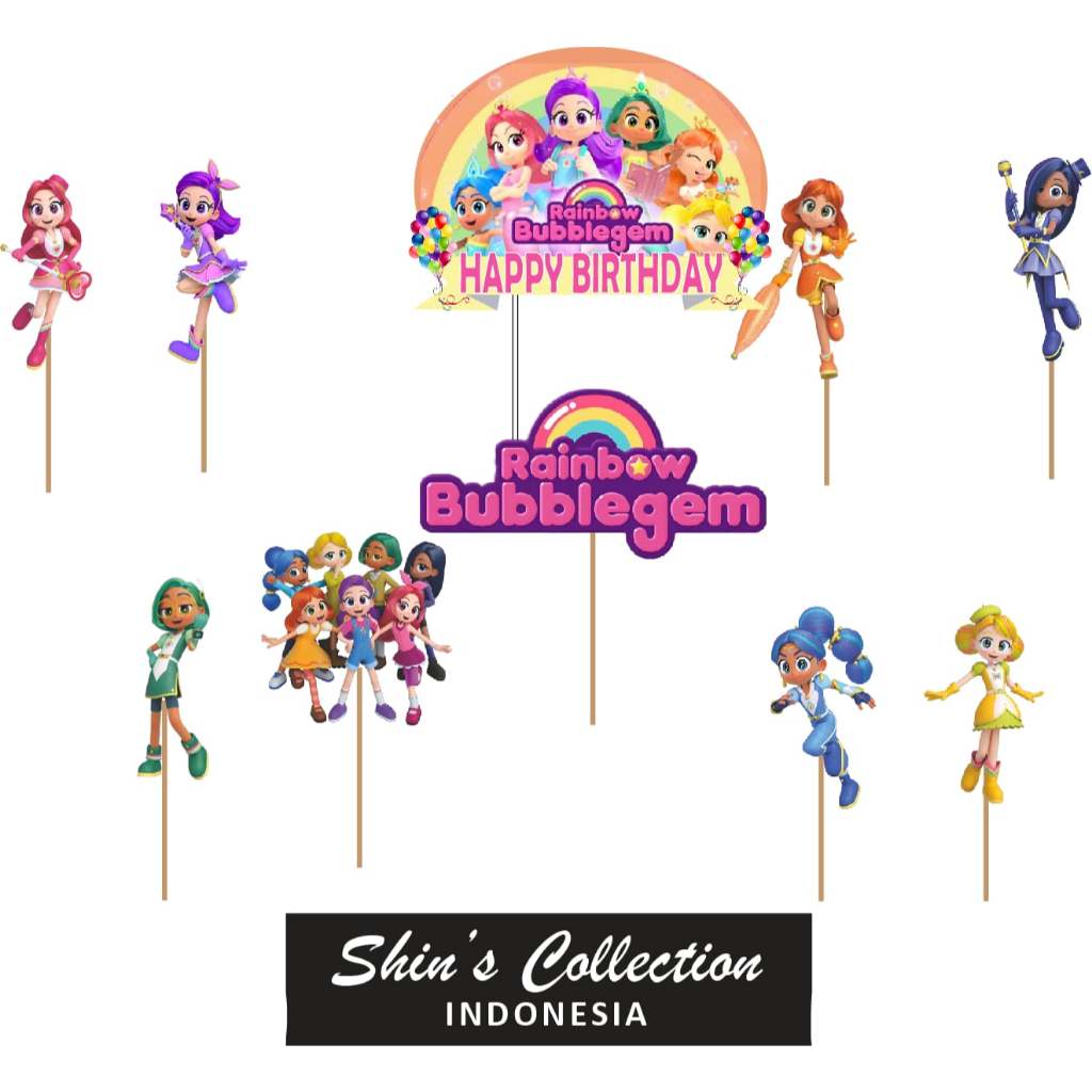 Jual Cake topper Rainbow Bubblegem isi 10 pcs | Shopee Indonesia