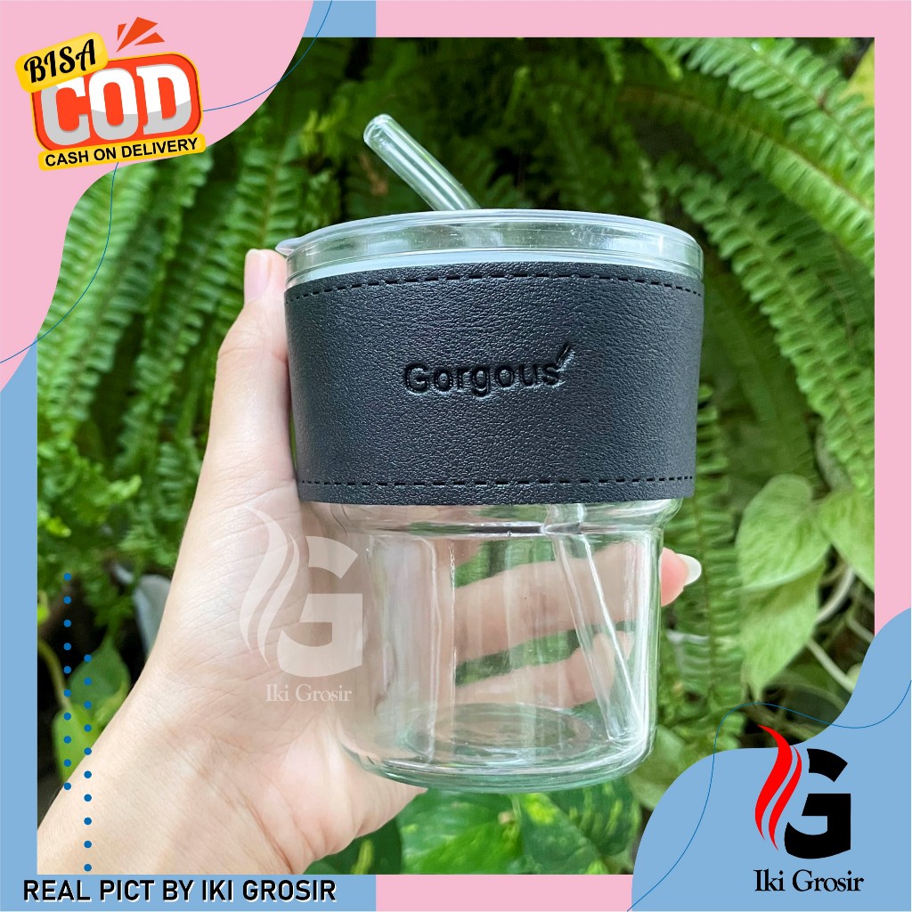 Jual Aesthetic Botol Minum Kaca Gelas Mug Korea Bottle Tumbler 400 ml ...