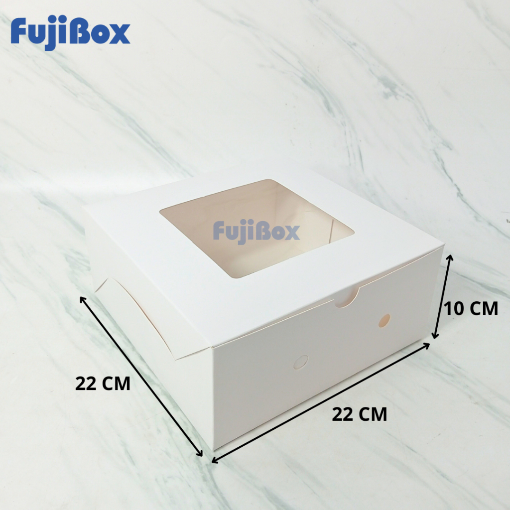 Jual (10 Pcs) Fuji Box Dus Kotak Kue Ivory 22 cm x 22 cm x 10 cm Putih ...