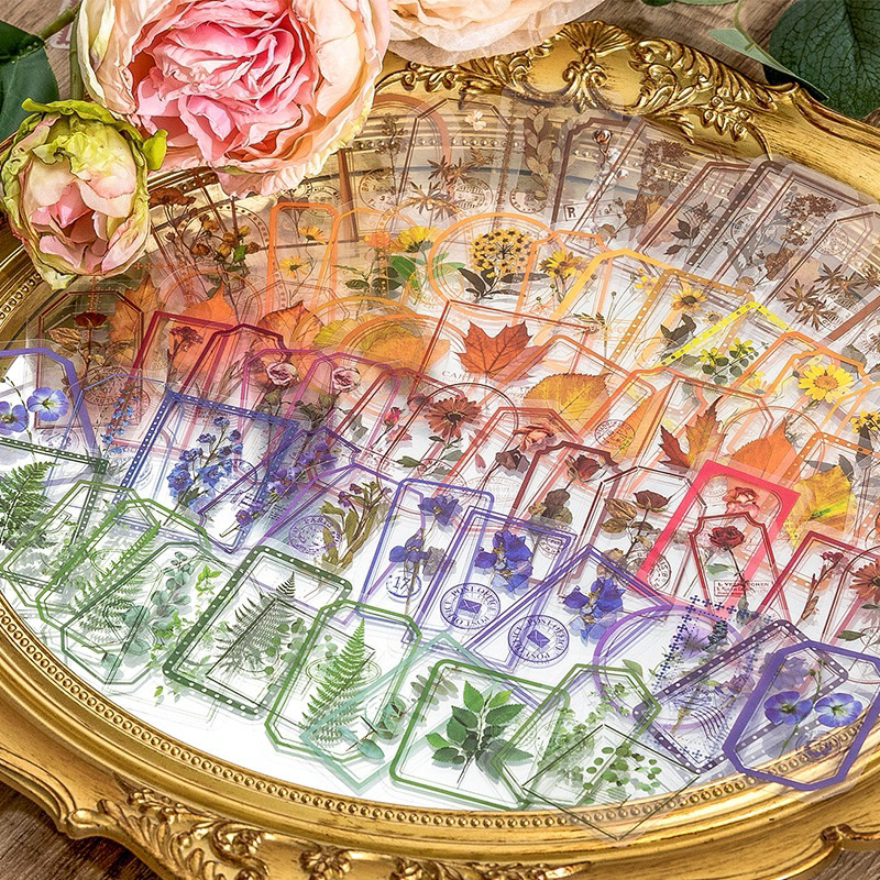 Jual (2CB) sticker transparan perangko stamp bunga press flower stempel ...