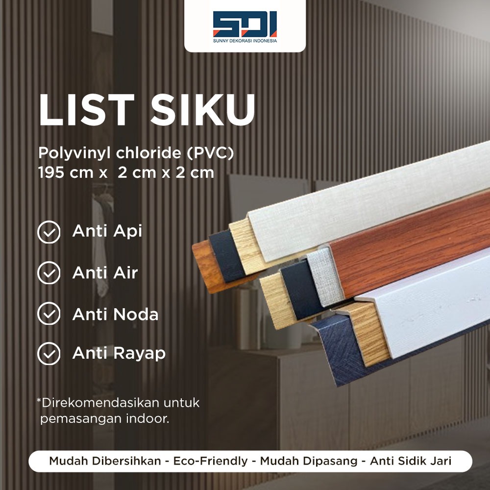 Jual List siku Wall panel WPC | List Wood panel PVC 1.95 m | Dipotong 2 ...