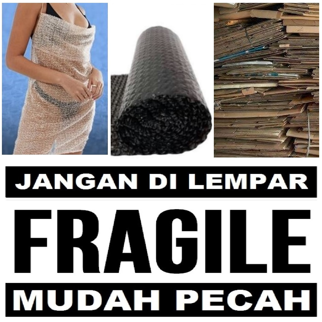 Jual (31H) FRAGILE BUBLE WRAP KARDUS Tambahan Plastik Stiker Sticker ...