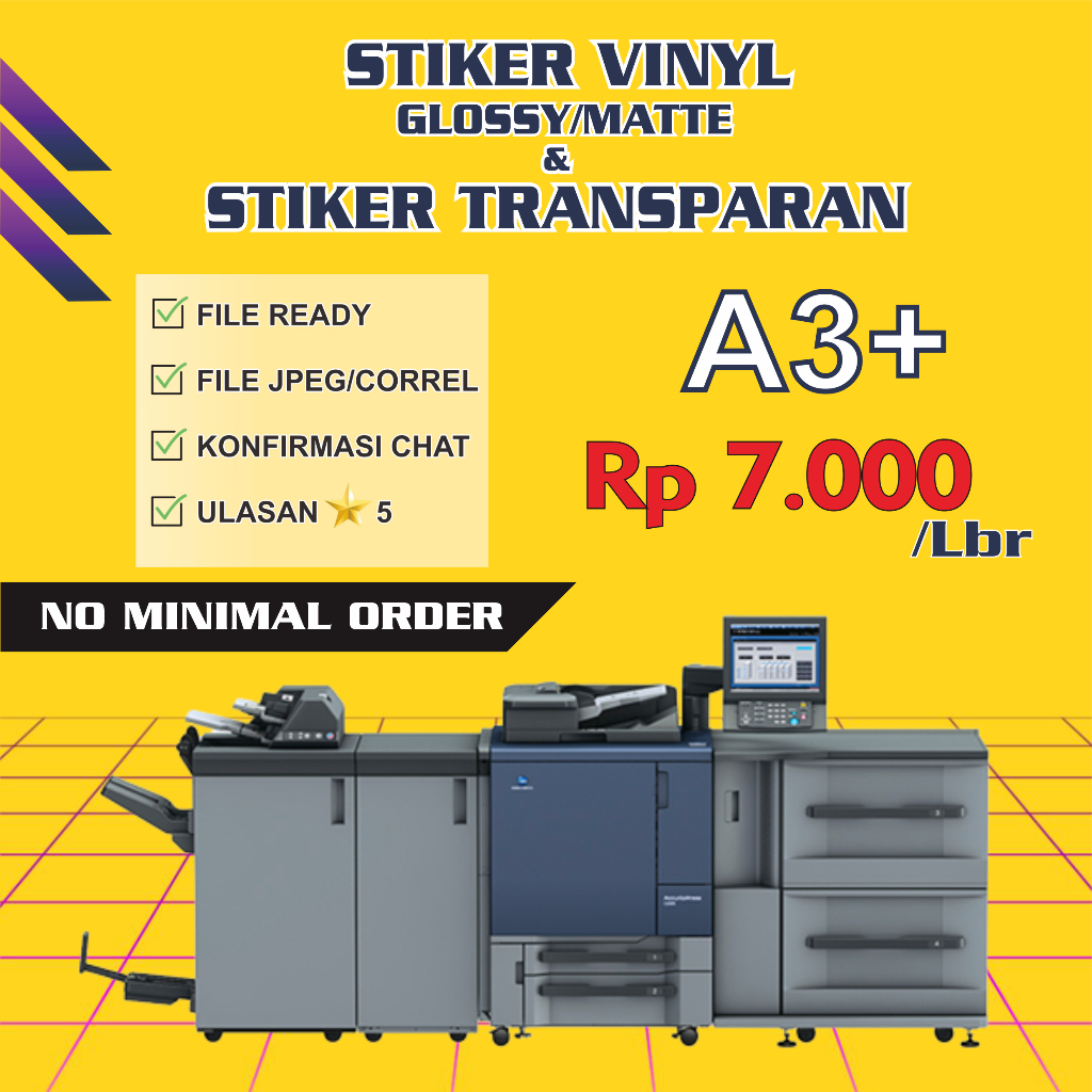Jual CETAK STIKER VINYL GLOSSY/MATTE / TRANSPARANT tanpa CUTTING ...
