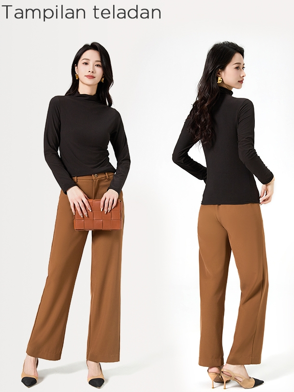 Jual Kemeja Turtleneck Lengan Panjang/Blus Wanita/Kaos Slim Fit Wanita ...