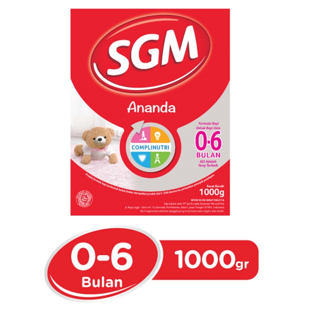 Jual SGM Ananda 0-6 Bulan 1000 Gram / Susu Formula Bayi SGM Ananda 1 0 ...