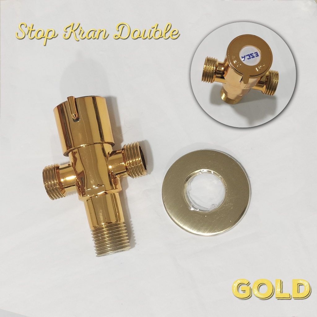 Jual (KIM) Stop Kran Shower Double T Kran Cabang Kanan Kiri Esca 73 ...
