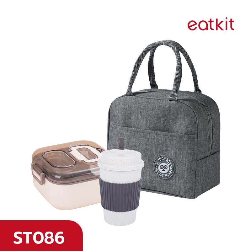 Jual Eatkit 850ml Kotak Bekal Set Lunch Box Set 3in1 Kotak Makan Set Microwave Gratis Alat Makan ...