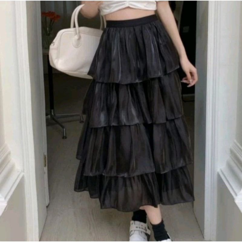 Jual Rok Shimer Panjang Model Susun Umpak Terbaru | Shopee Indonesia