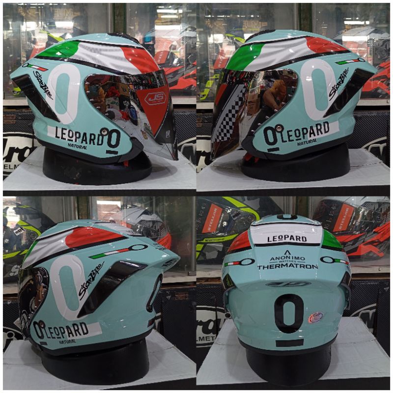 Jual HELM JS ARMOR MOTIF LEOPARD SPAIN SINGLE VISOR | Shopee Indonesia