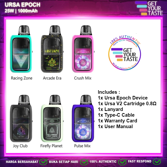 Jual Lost Vape URSA Epoch 25W 1000mAh Pod Kit Authentic by LostVape ...