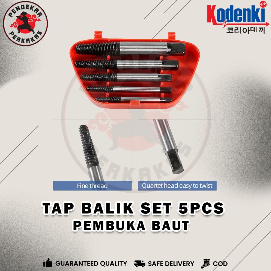 Jual Kodenki Tap Balik Set 5 Pcs Screw Extractor Buka Baut Patah ...
