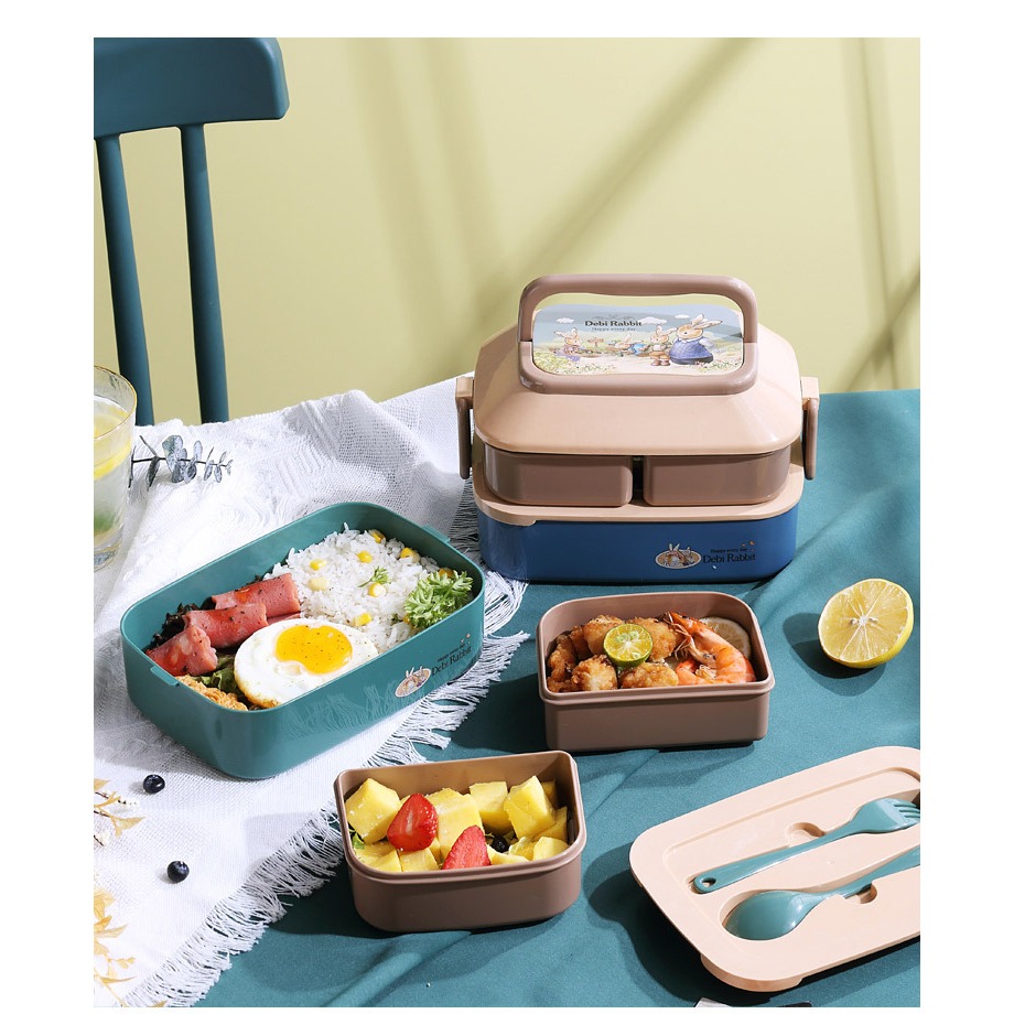 Jual Lunch Box Kotak Makan Rantang Tingkat Debi Rabbit | Shopee Indonesia