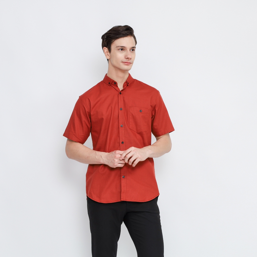 Jual Kemeja Polos Pria Lengan Pendek Warna Terracotta Kemeja Pria 5570